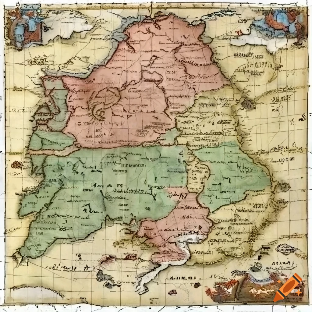 Medieval political fantasy continent map