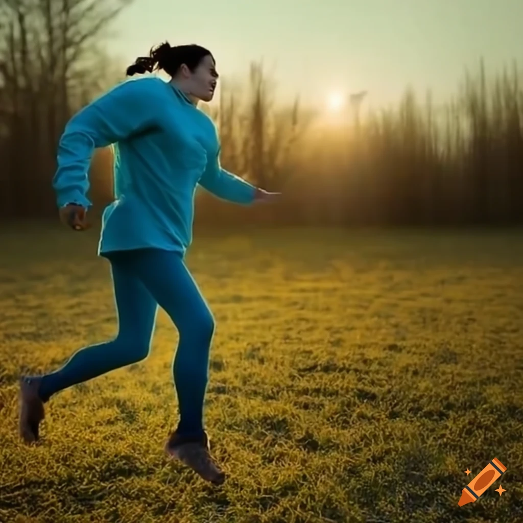 Non-binary human running in a field of happiness