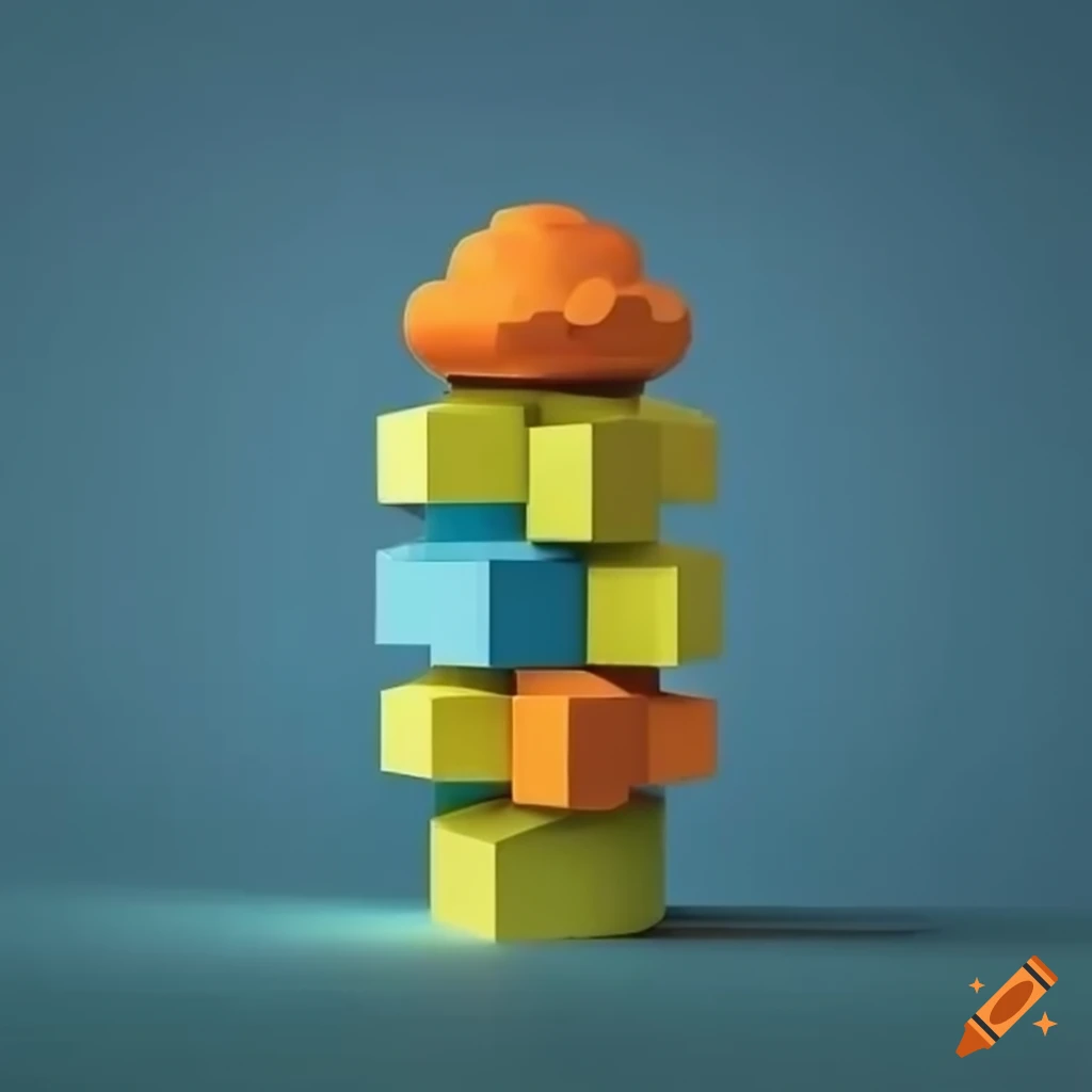 Mid century modern cloud-shaped building blocks forming a single cloud ...