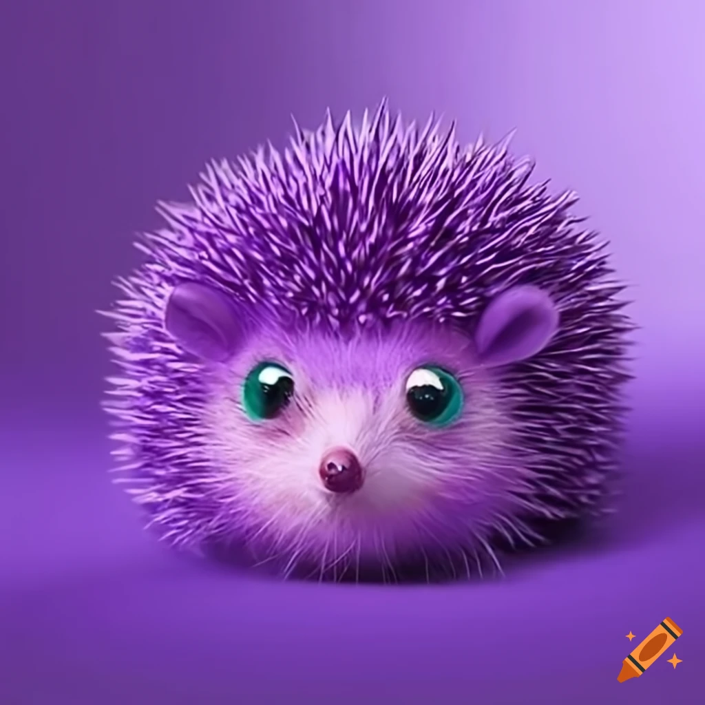 Fluffy purple hedgehog ball with saucer eyes on Craiyon