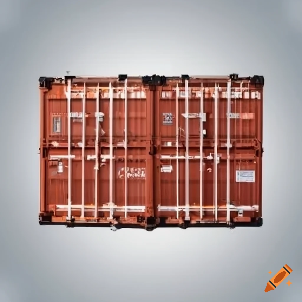 Shipping container from a bird's eye view against a white background
