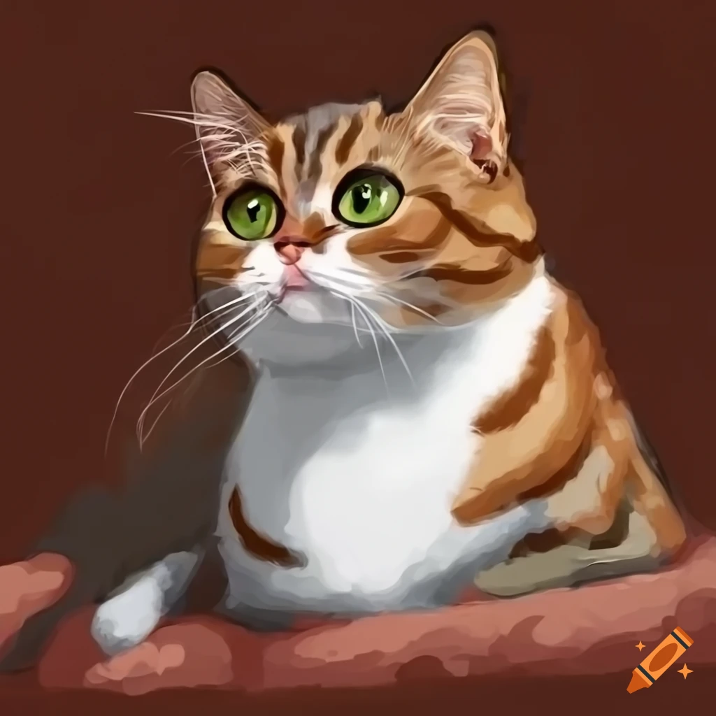 Green-eyed, brown and white bi-colour tabby potato-cat chilling on the sofa