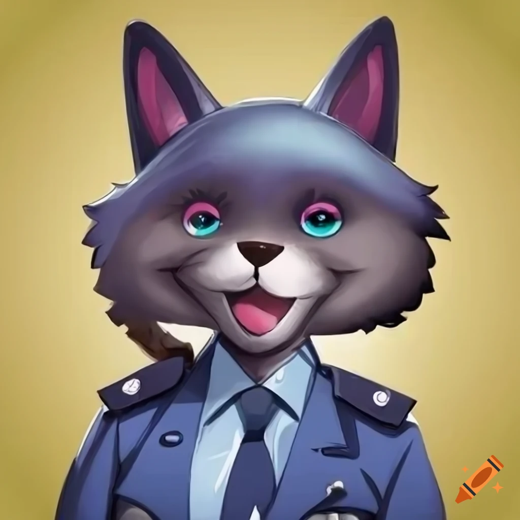 Cartoon animal furry security guard on Craiyon