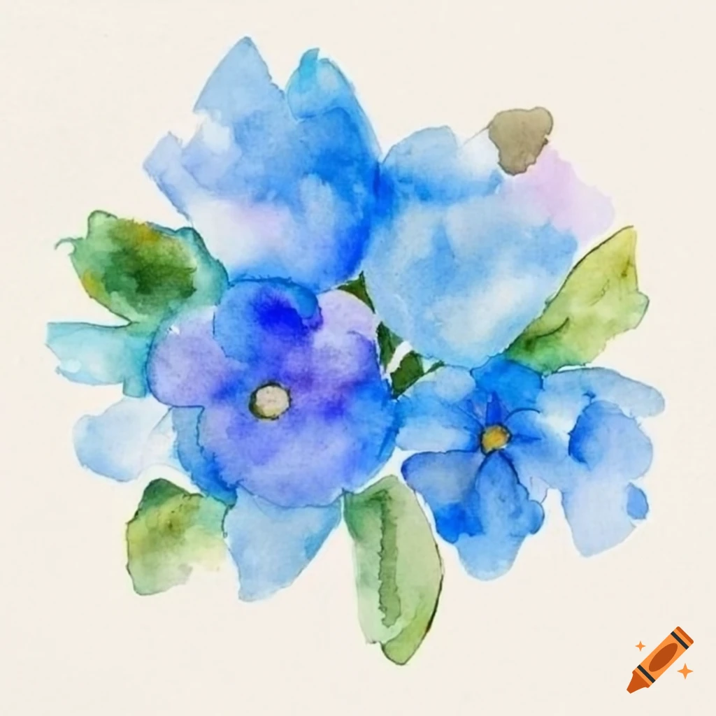 Watercolor little blue flowers on Craiyon