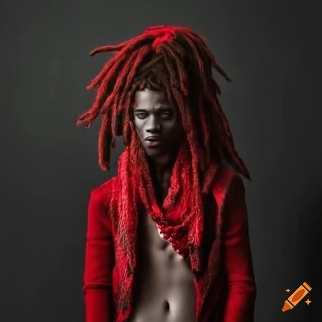 Man with black and red dreadlock