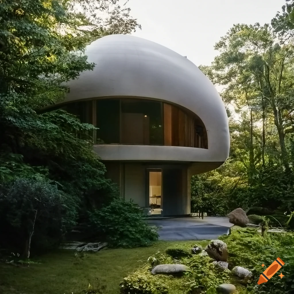 A modern mushroom house, architecture photography, concept