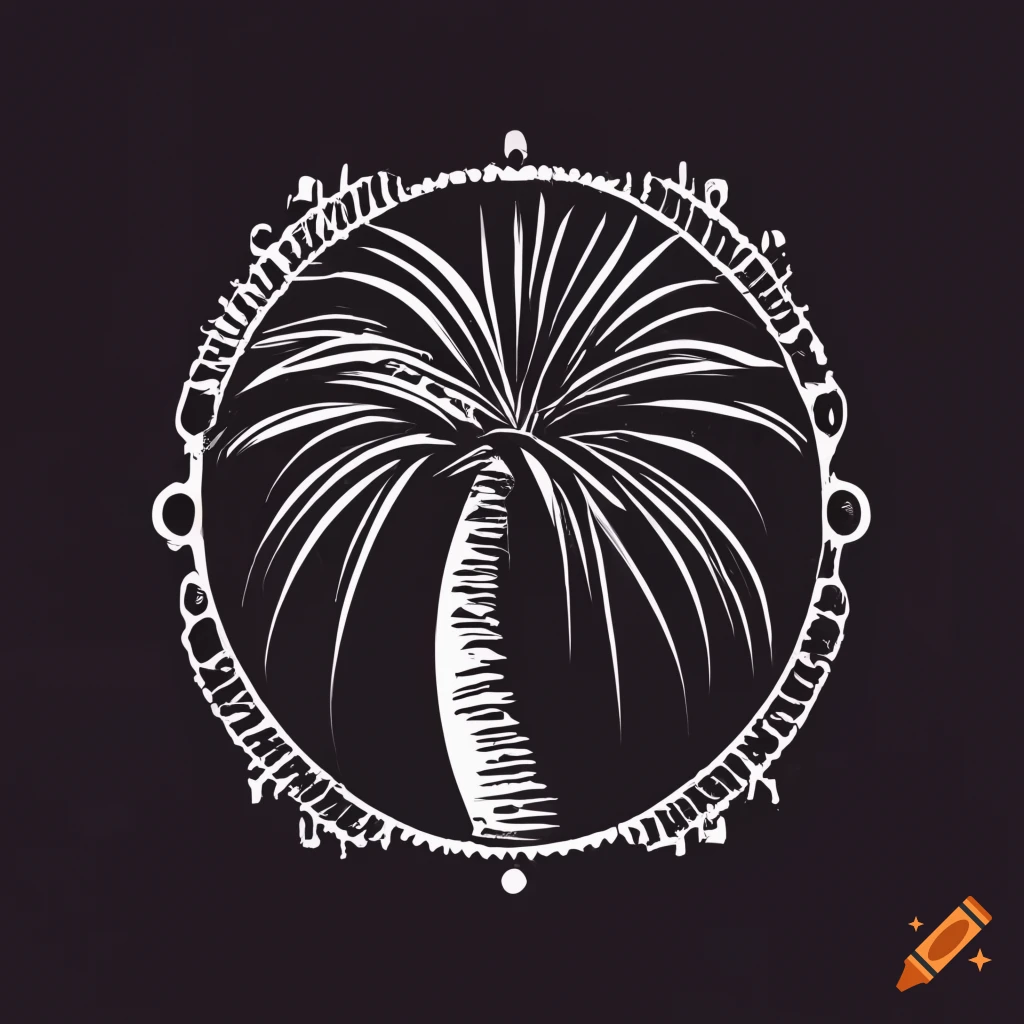 Vector image monochrome travel postal stamp palm trees