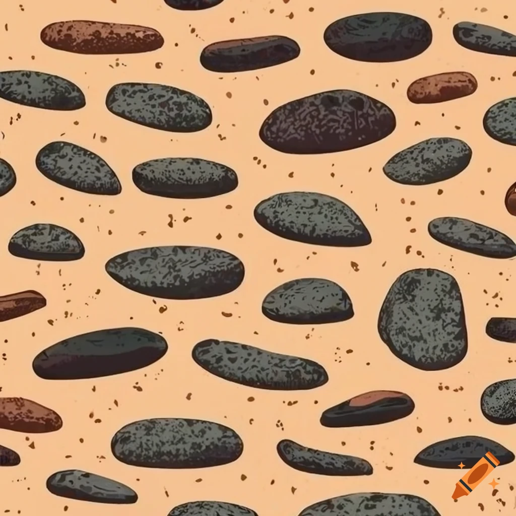 Prehistoric drawings on stones, ancient art, seamless pattern
