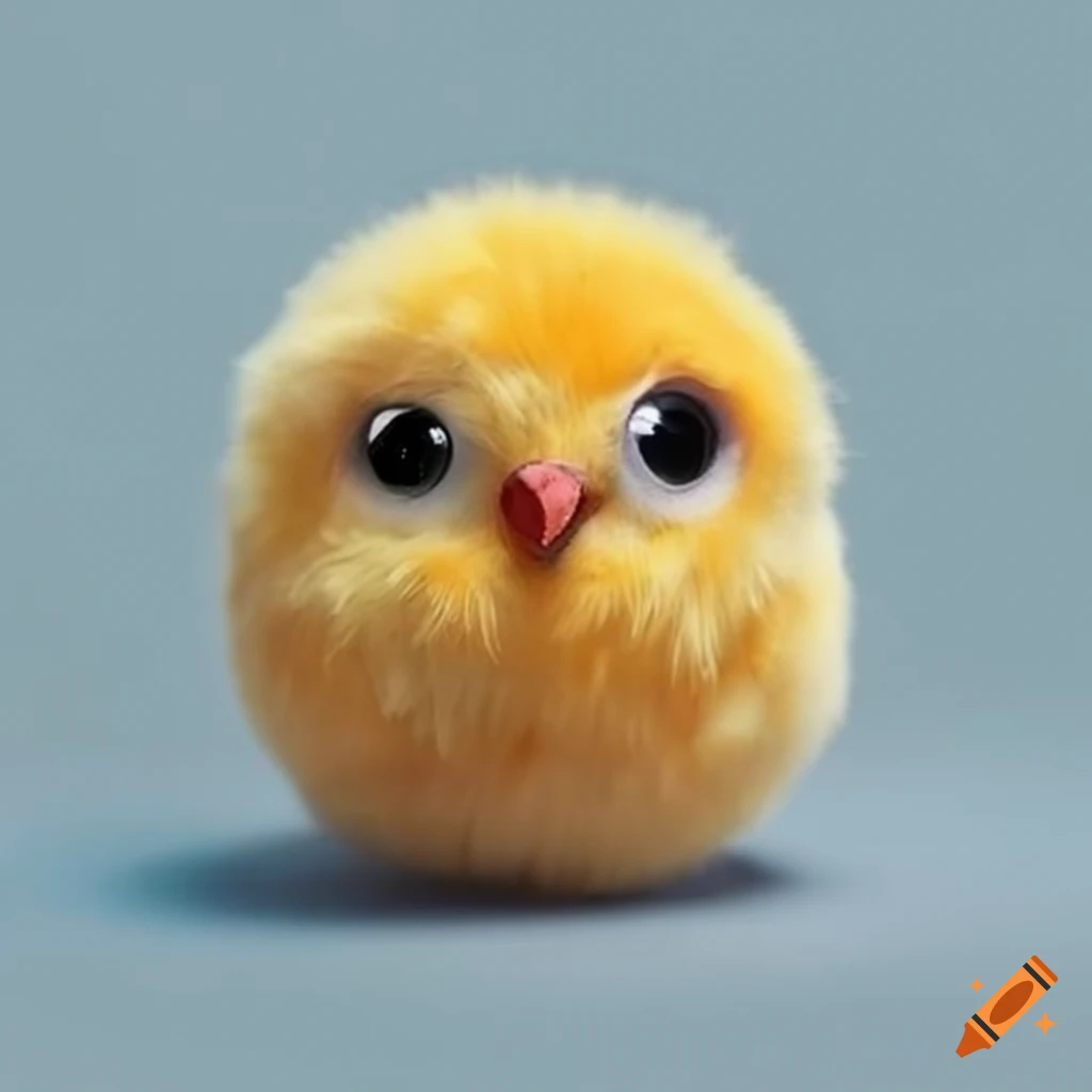 Fluffy bird ball with saucer eyes
