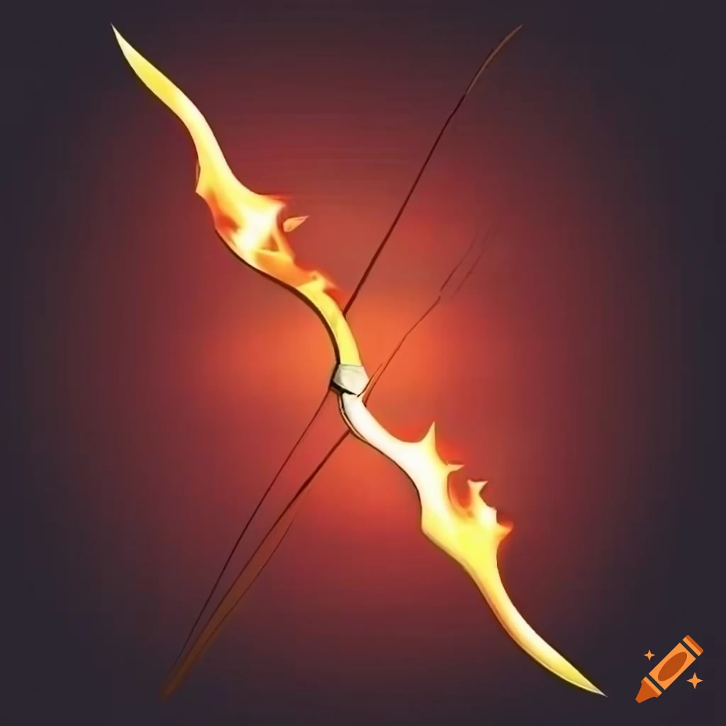 A longbow imbued with flames on Craiyon