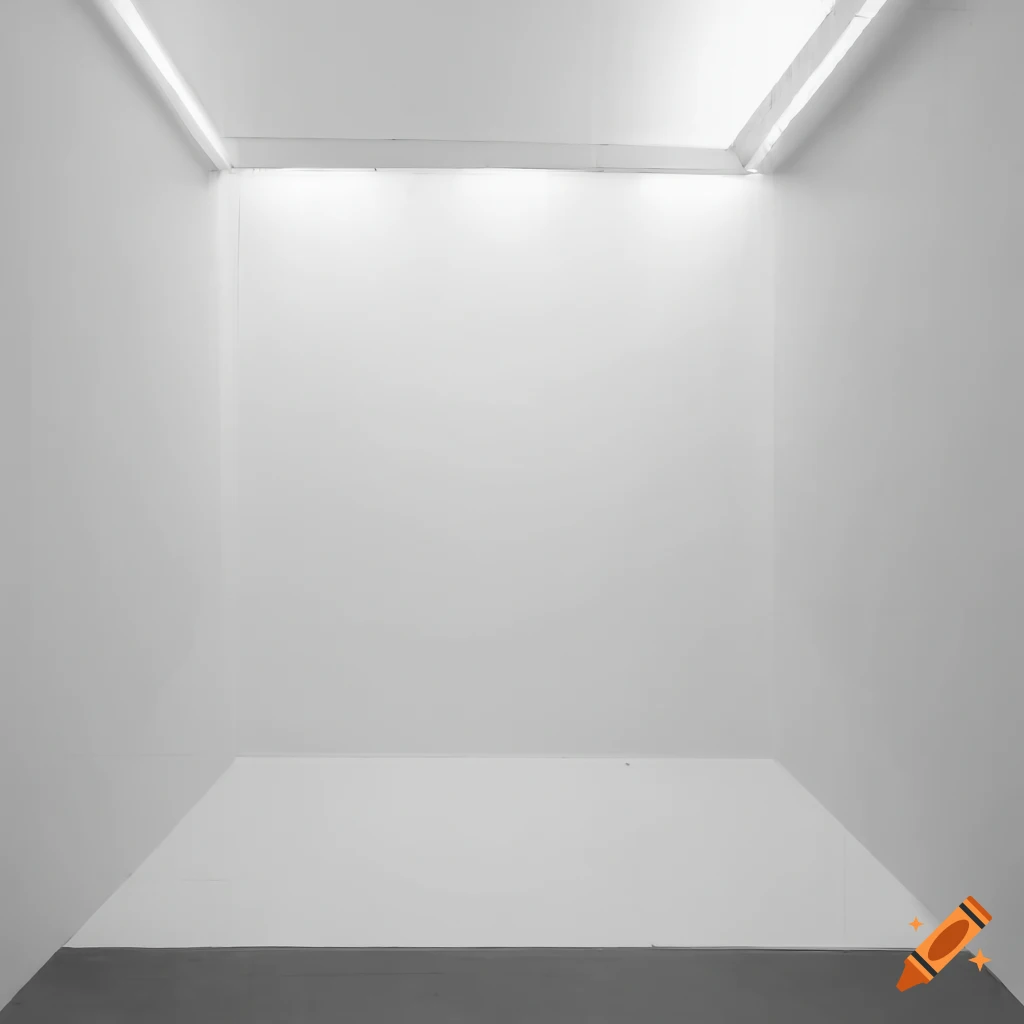 A perfect inside image of white cube showing front and side walls with ...