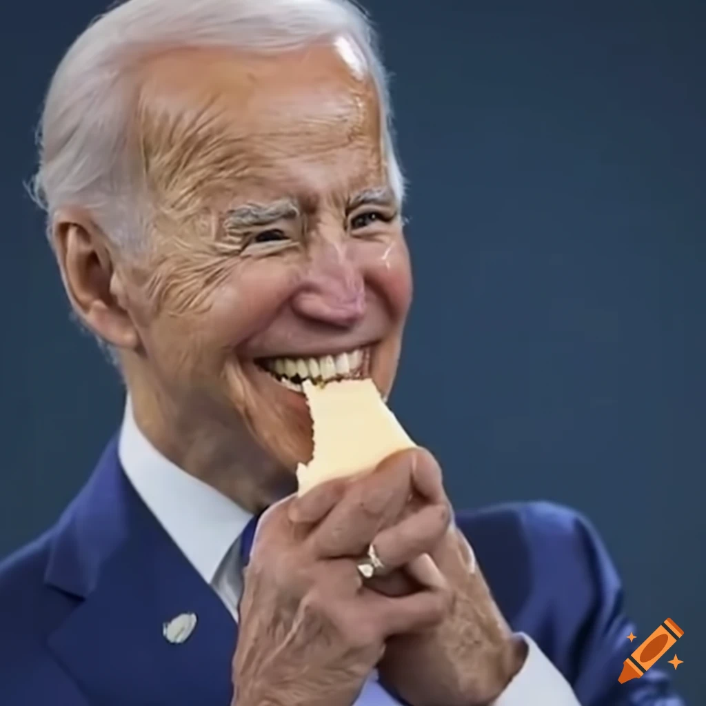 Joe biden eating cheese on Craiyon