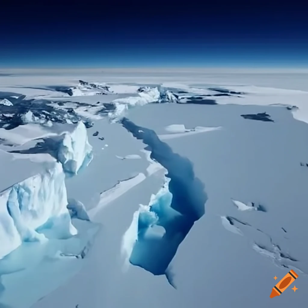 Crack in the antarctic ice sheet reaching the bottom