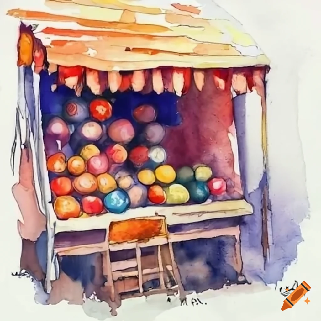 Shop stall that sells balls on Craiyon