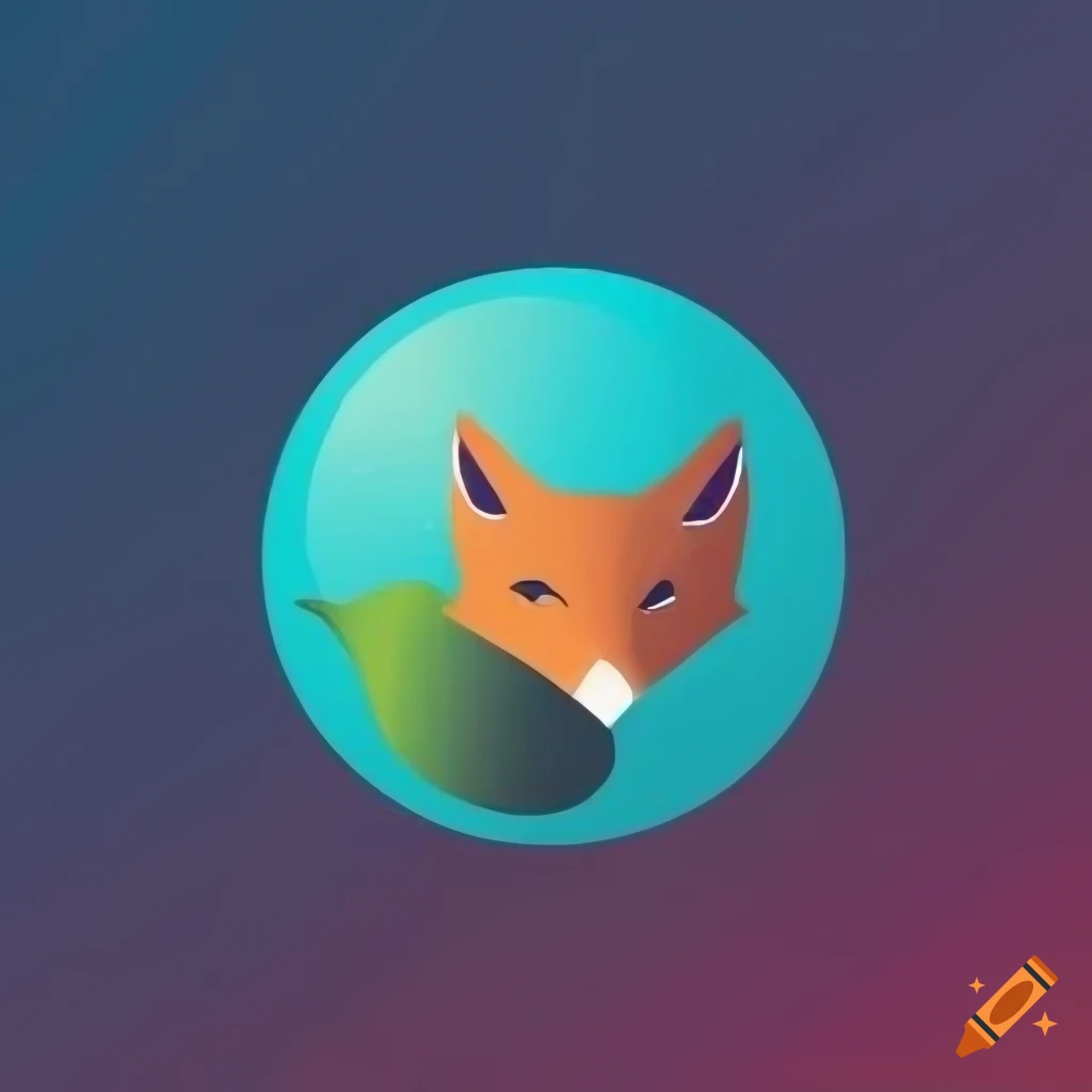 Flat vector logo of circle, gradient, fox wrapped around earth, simple minimal on Craiyon