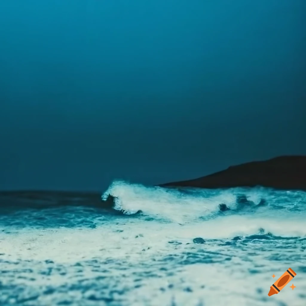 Needle felt waves, water spray, blue rough paper as sky, needle felt ...