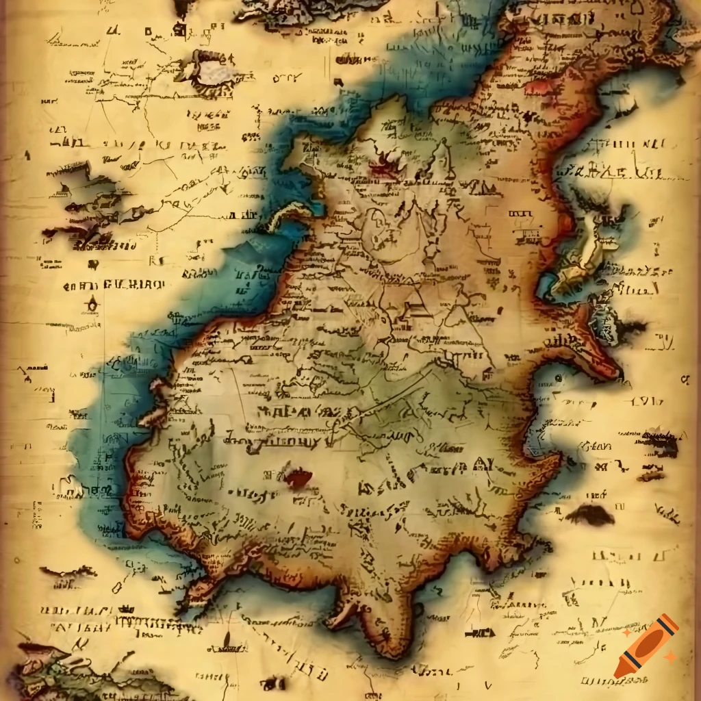 Medieval political fantasy continent map