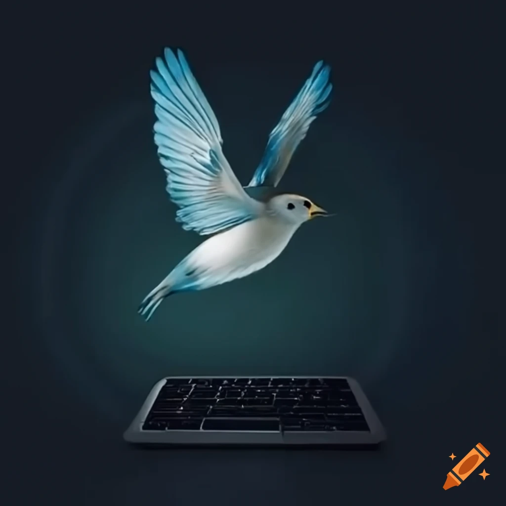 Bird flying out of laptop