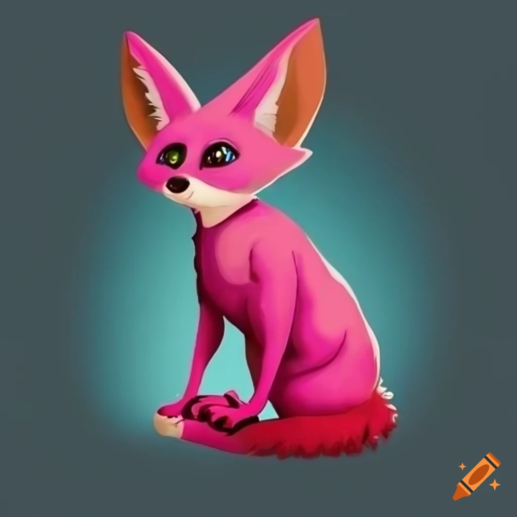 Cartoon hot pink fennec fox on Craiyon