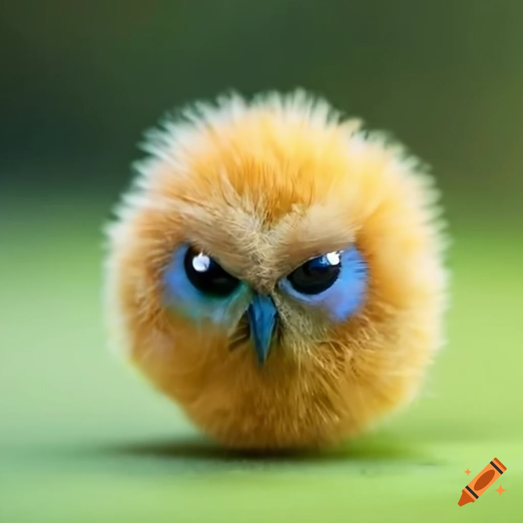Fluffy bird ball with saucer eyes on Craiyon