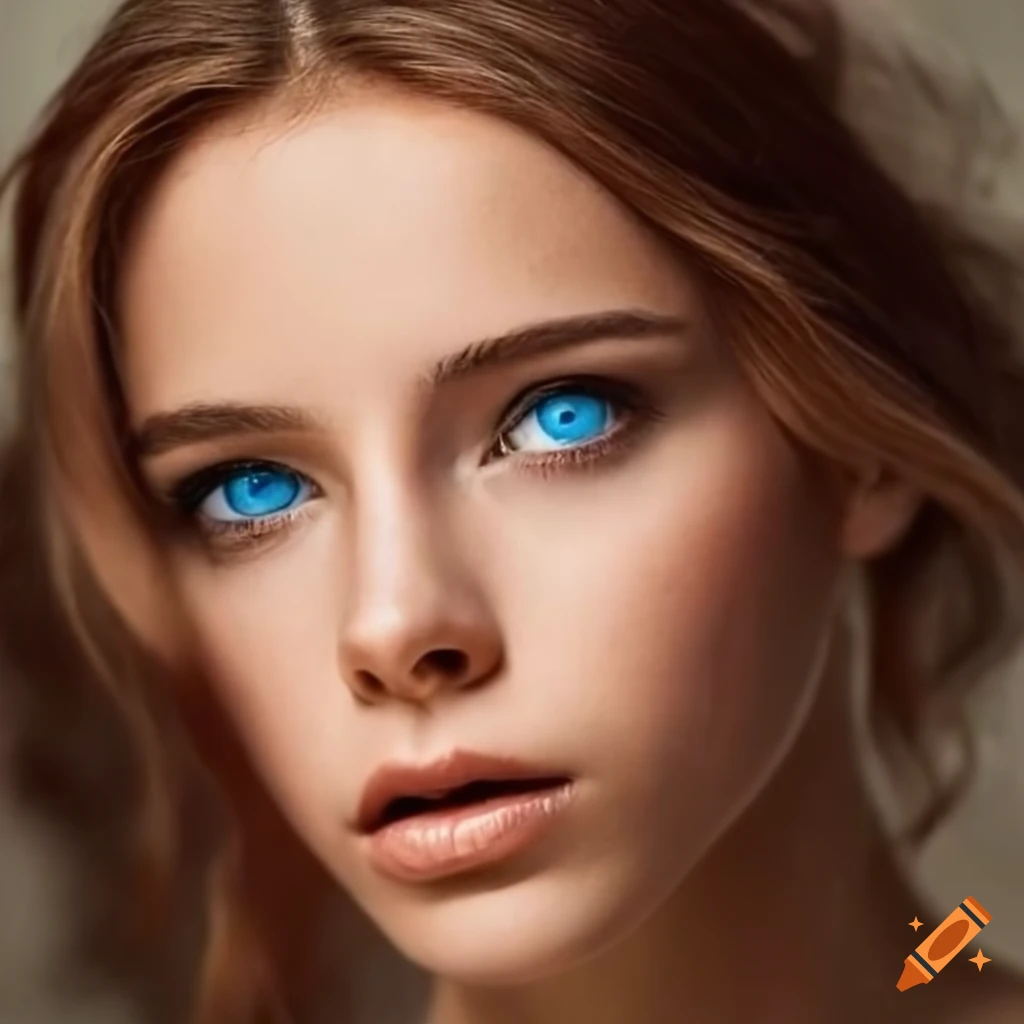 Gorgeous young woman with italian heritage, brown hair, blue eyes, tanned