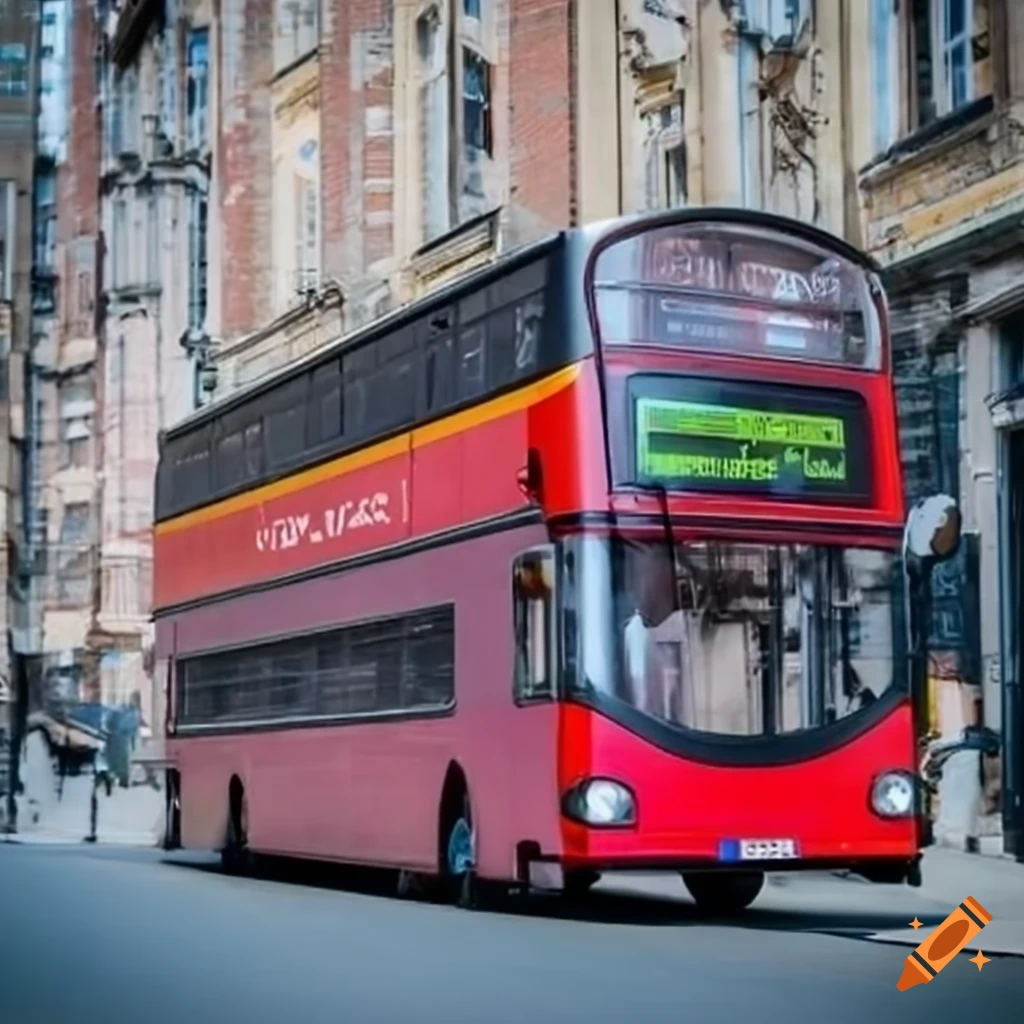 Double decker bus with 6 wheels on Craiyon