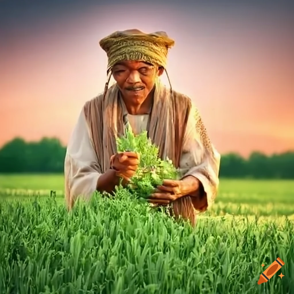 Farmer getting blessings from god