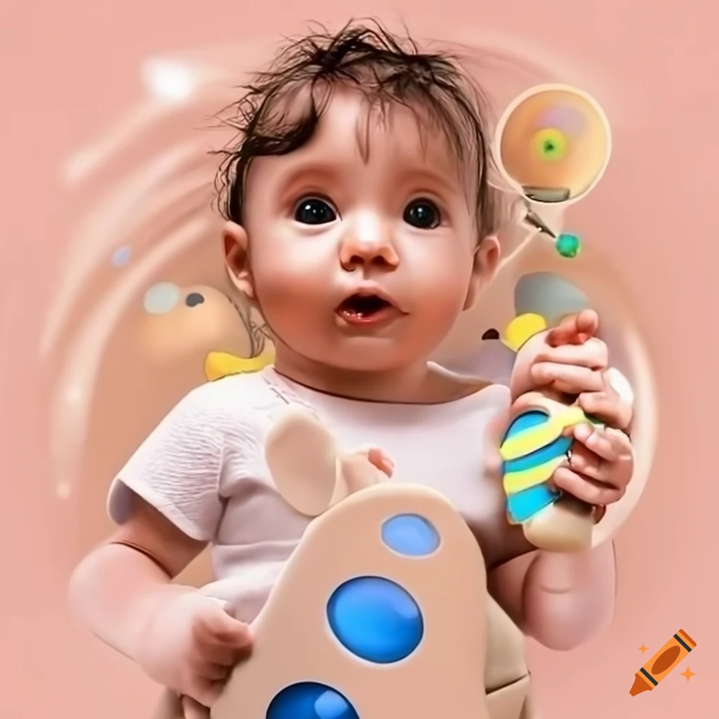 Ai teaching a 4 month old baby memorization skills on Craiyon