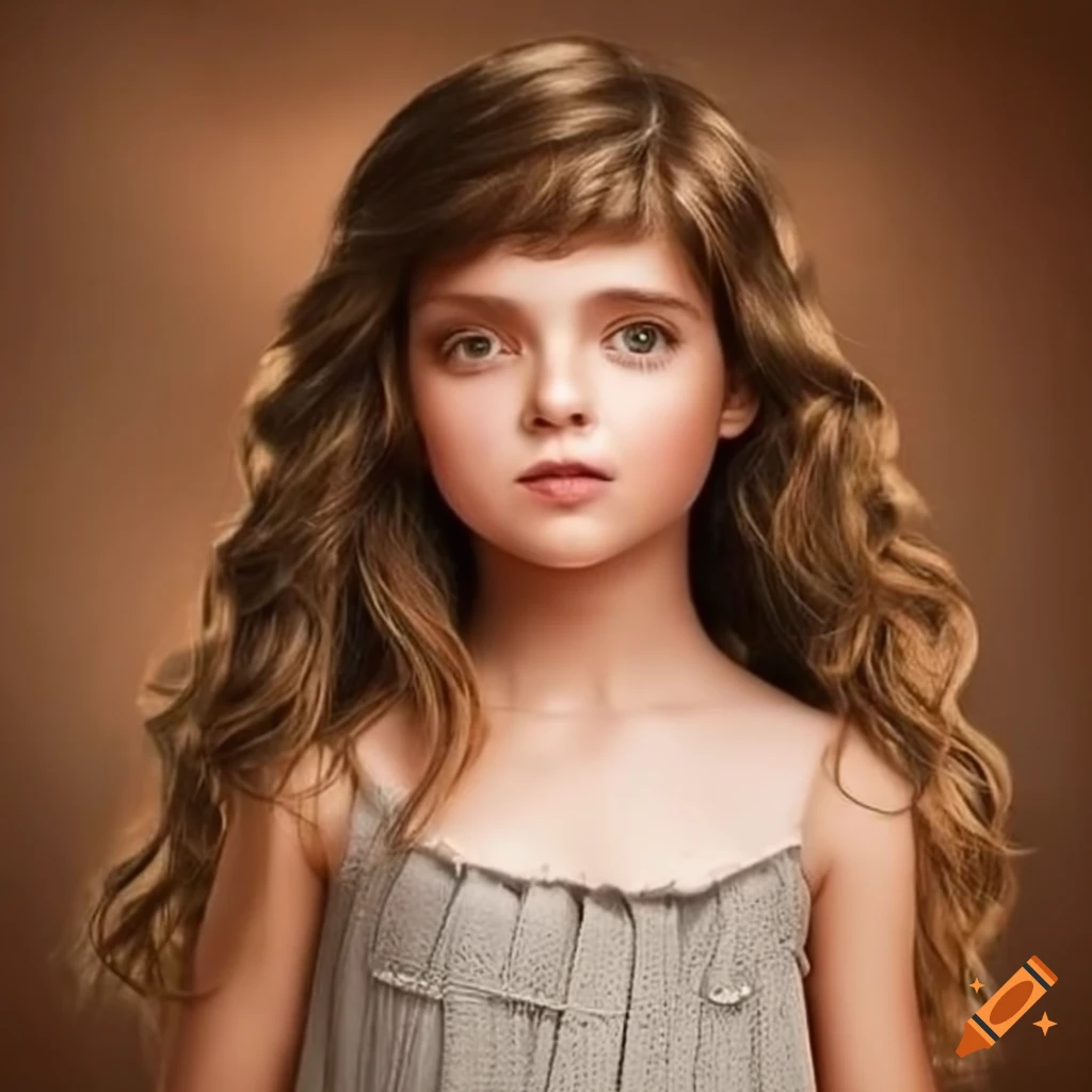 Gorgeous child with spanish heritage, brown hair, brown eyes on Craiyon