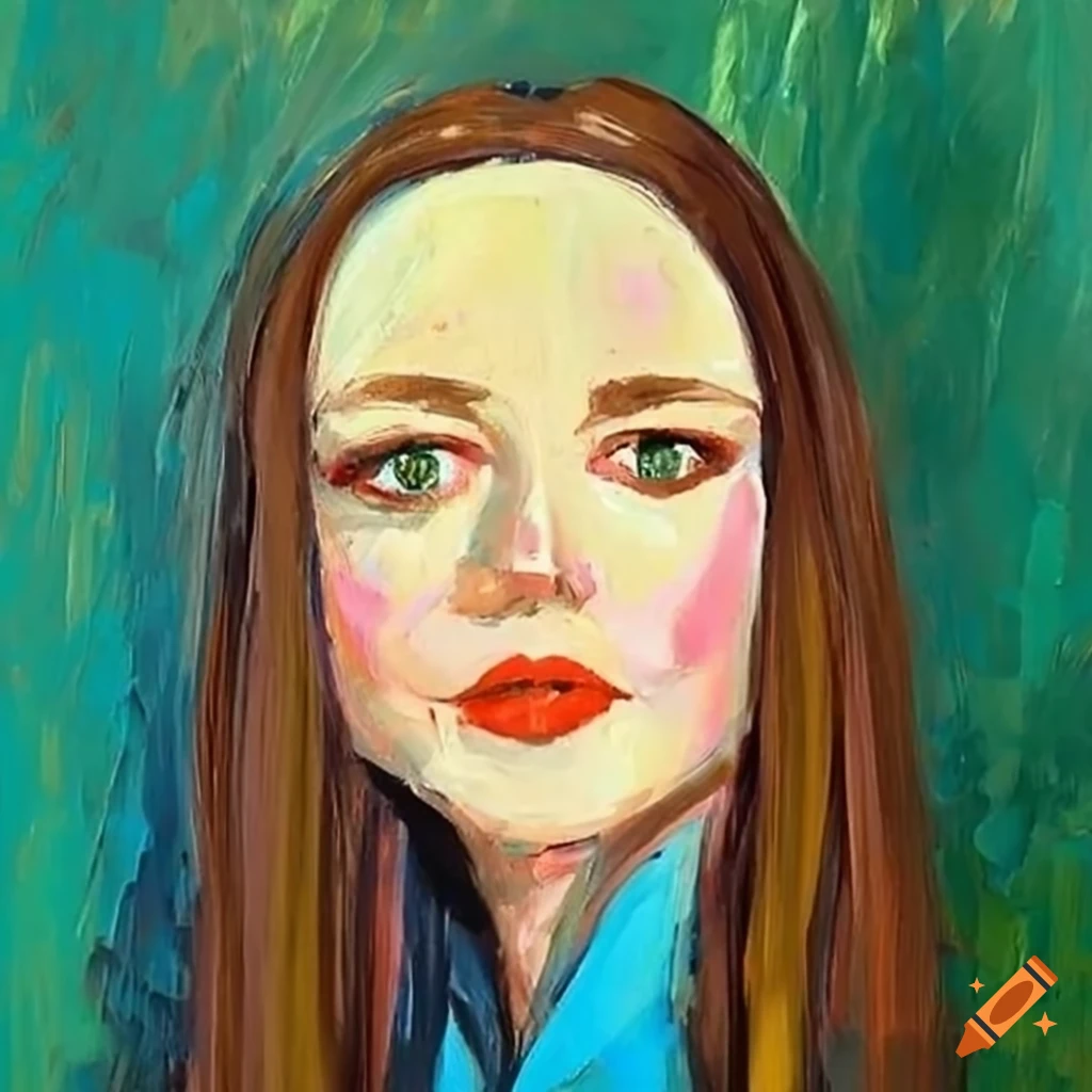 Beautiful girl with straight long brown hair and thin eyebrows and fair ...