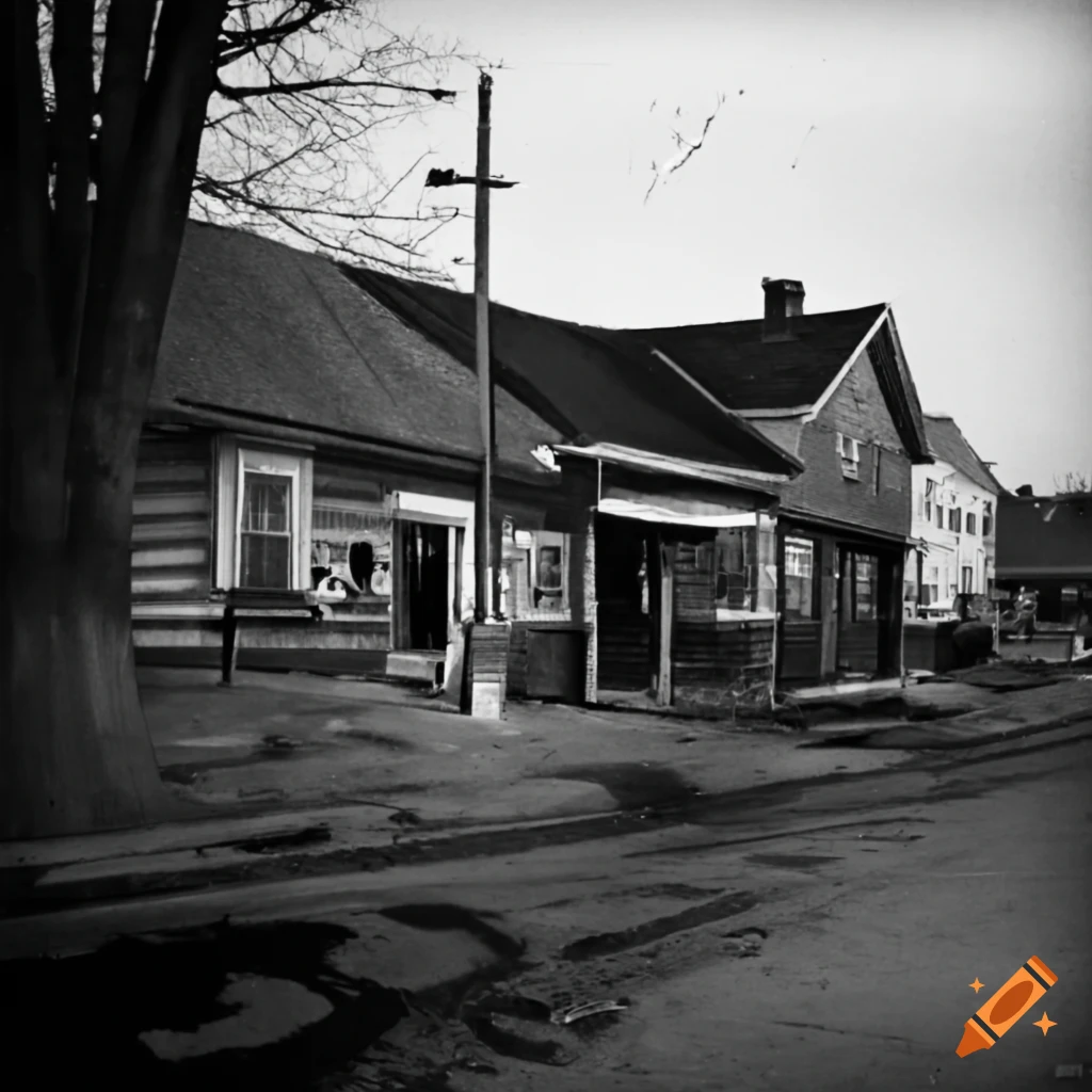 1950 small town, daylight wide shot