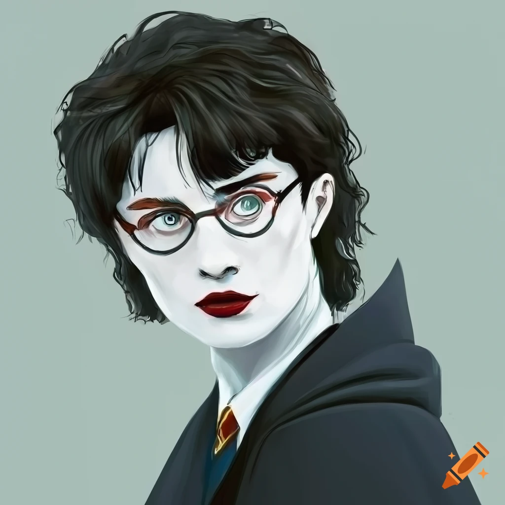 Harry Potter in the style of Patrick nagel with white skin in 1980's ...