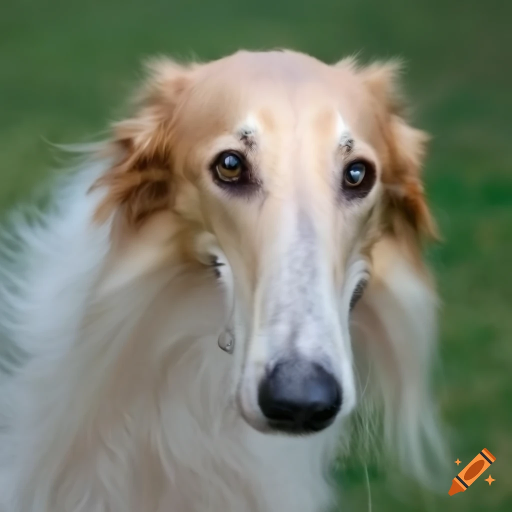 Borzoi with a very long nose looking cute