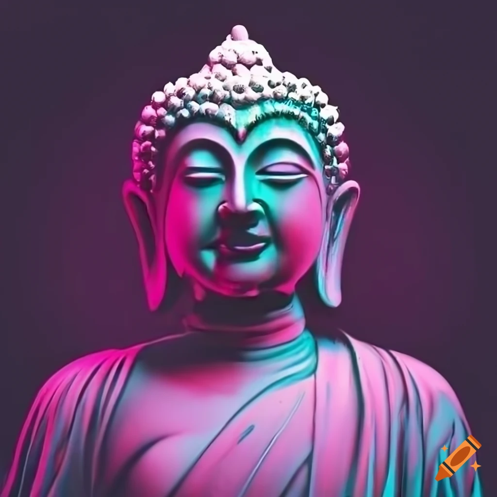 Buddha meditate, cyberpunk color on Craiyon