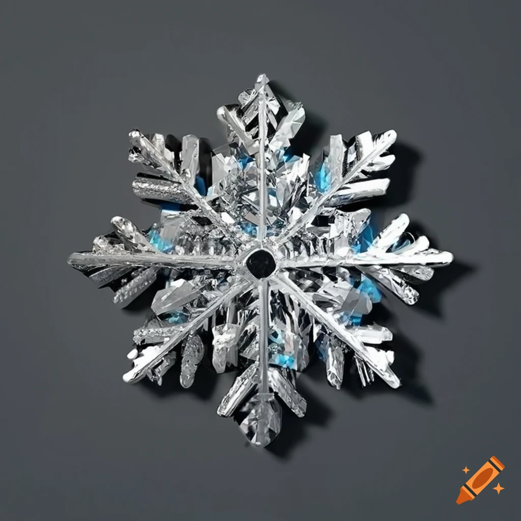 Only one 3d fine realistic silver cristal snowflake on Craiyon