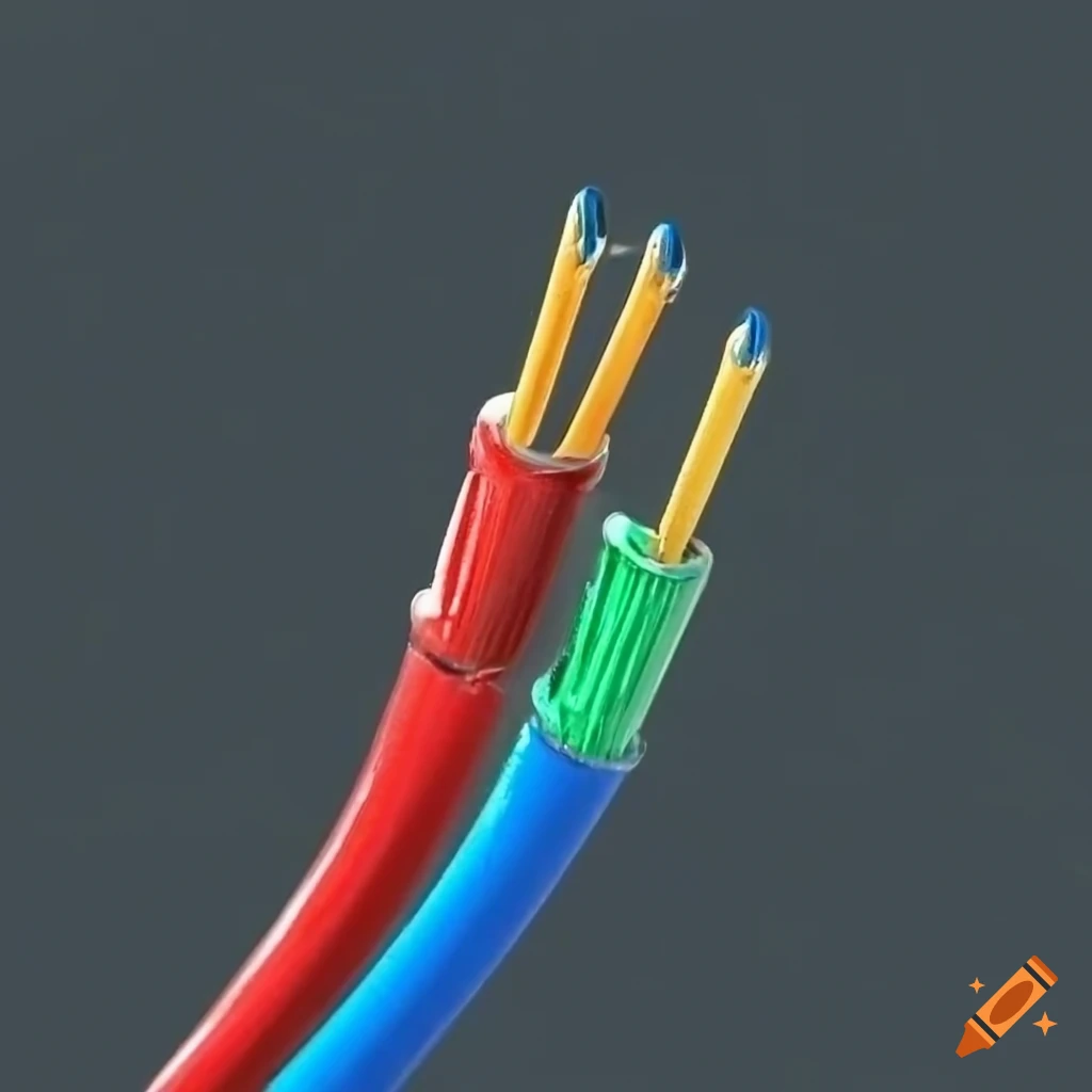 Red, green, blue and yellow eletric wire on Craiyon