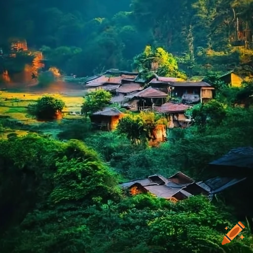 A small village in vietnam with the peaceful atmosphere and vangogh ...