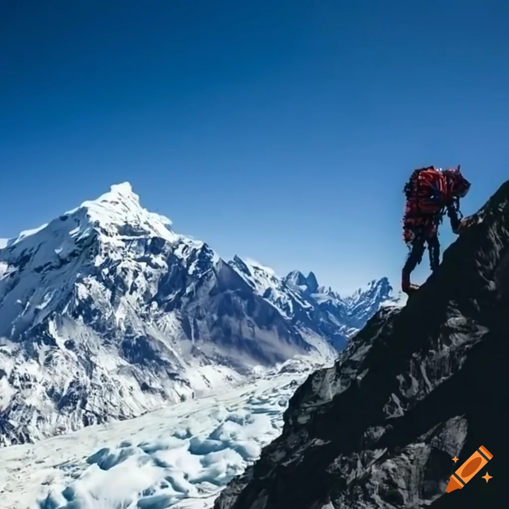 Mountaineer climbing mount cook