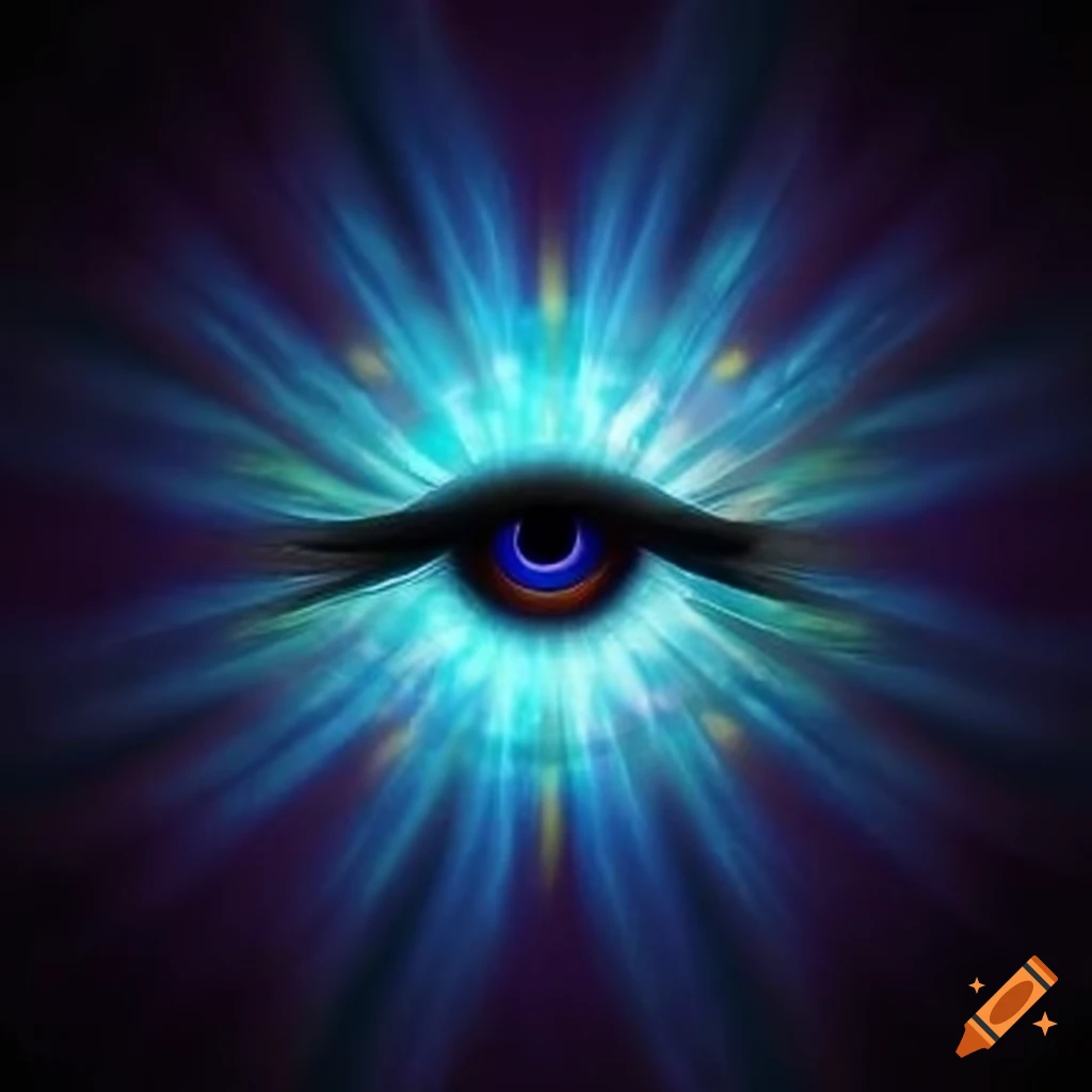 A mystical eye with rays of light