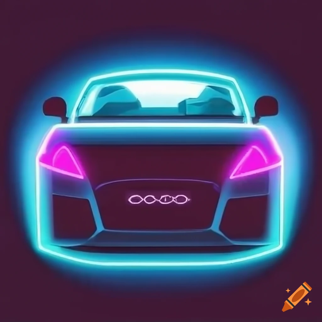A neon-lit audi tt speeding through a futuristic city on Craiyon