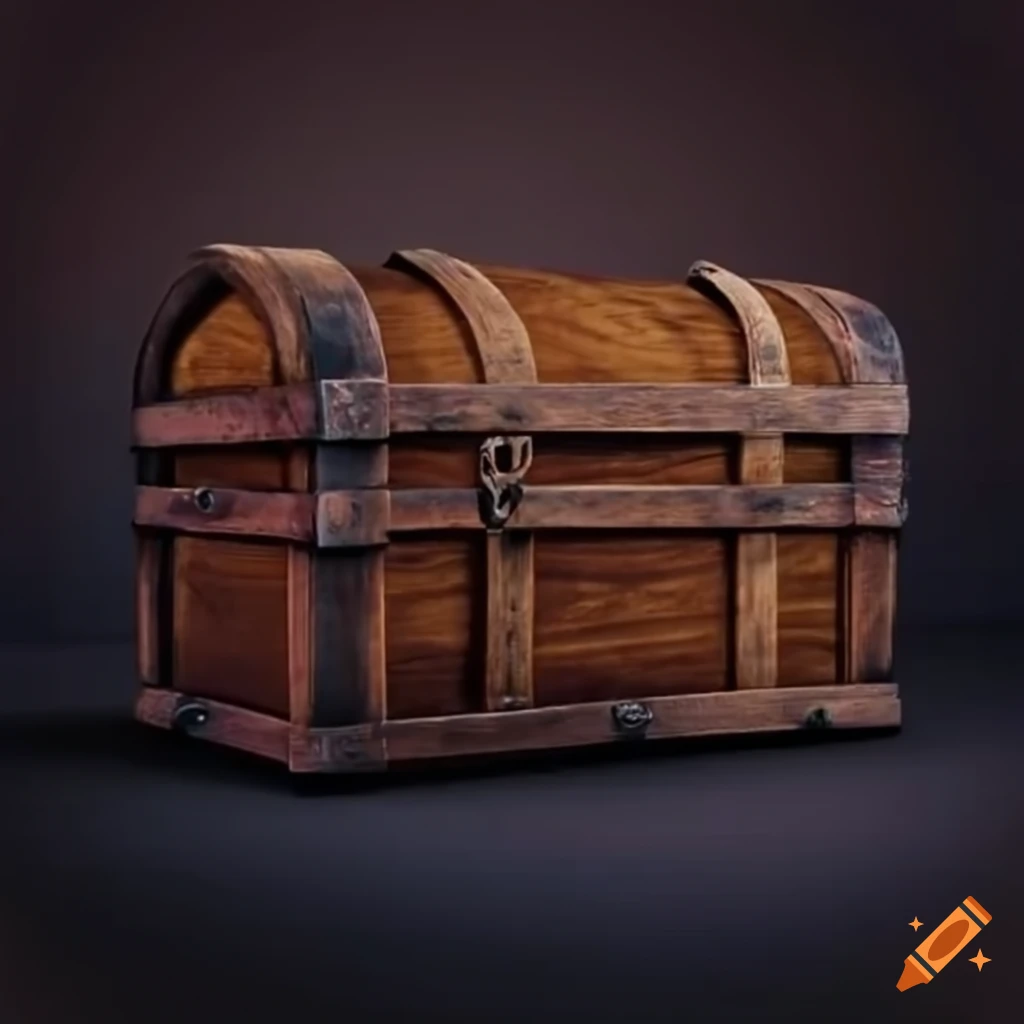 A wooden chest inside a tent