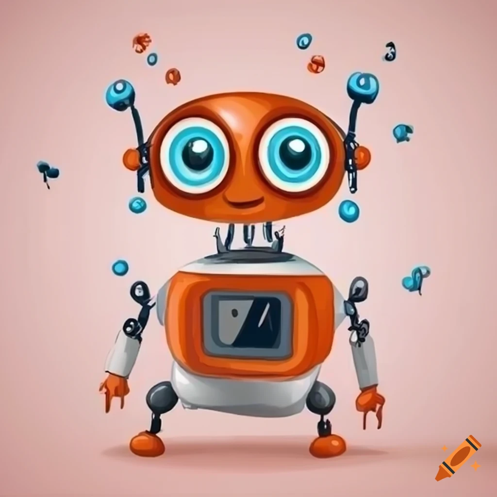 Illustration of cute robots playing together