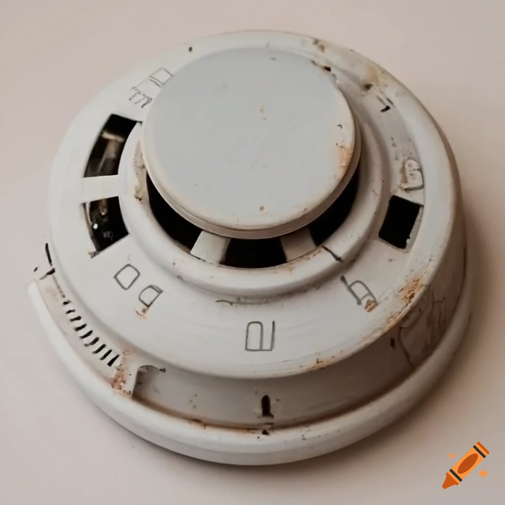 An old worn out smoke detector detecting a fire on Craiyon
