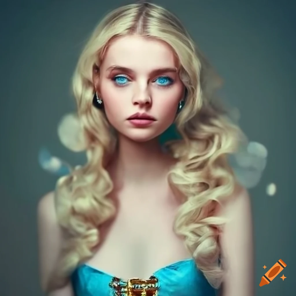 Gorgeous young woman with russian heritage, blonde hair, blue eyes on Craiyon