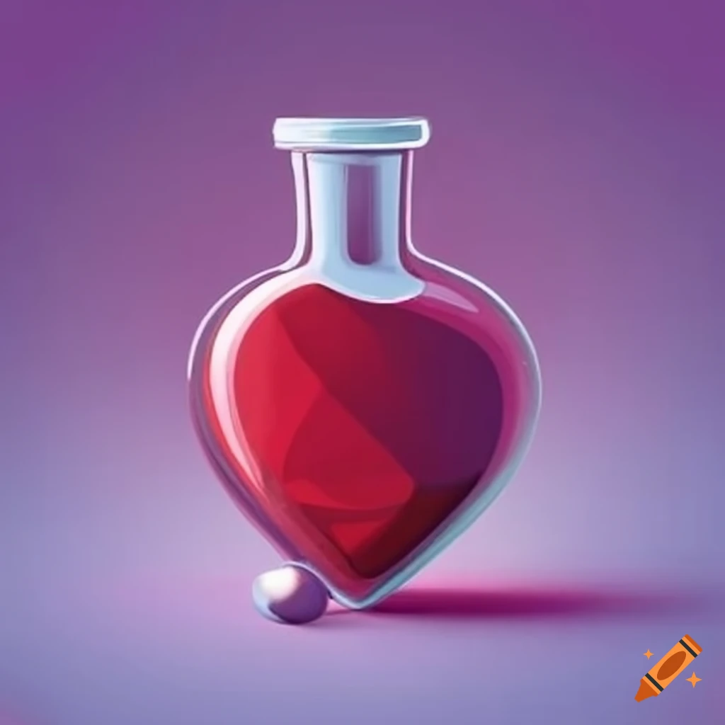 Heart shaped cartoon flask on Craiyon