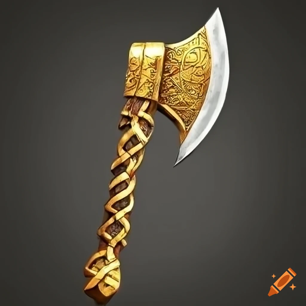 Golden bladed viking axe