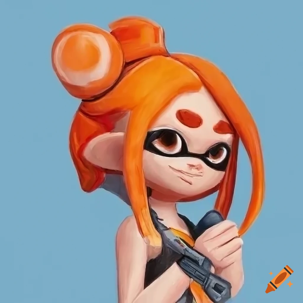 Nintendo orange octoling painting the town blue
