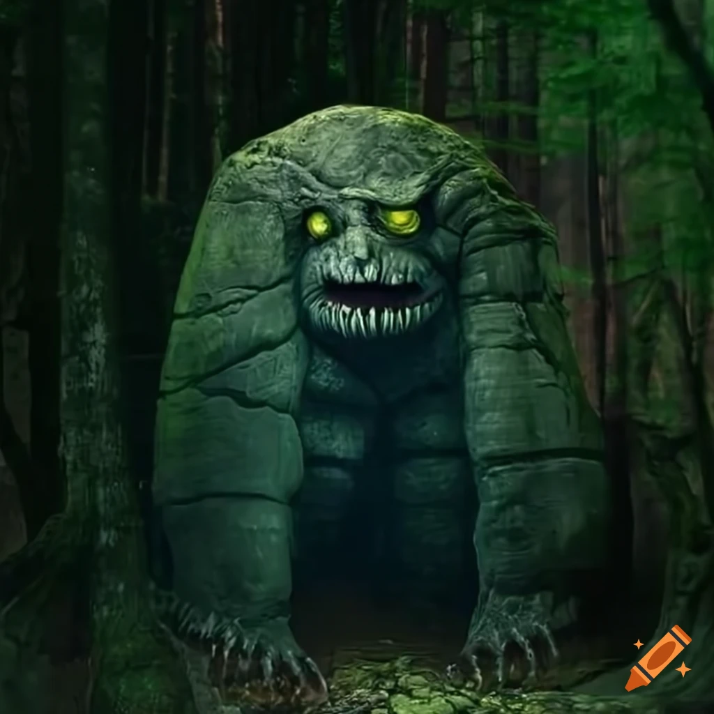 Big stone creature in a deep forest