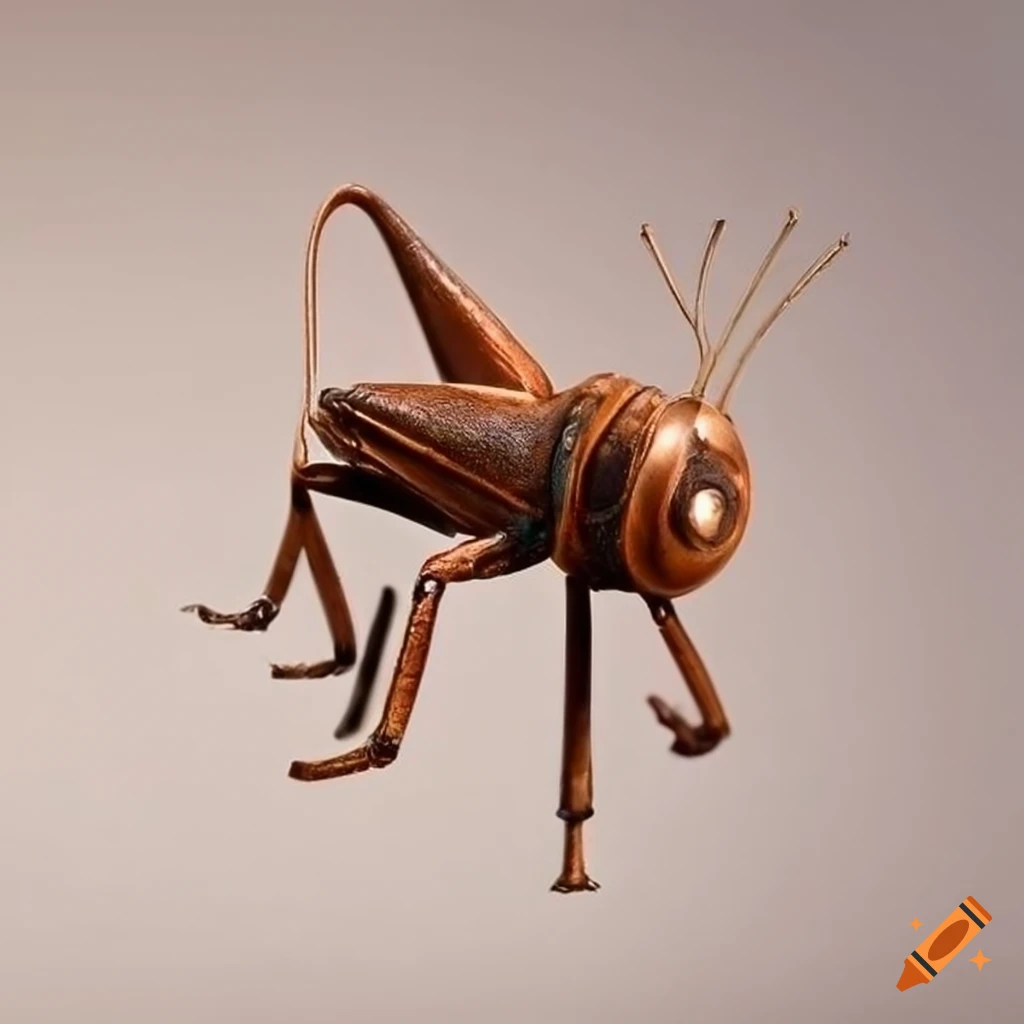 Oxidized copper mechanical cricket on Craiyon