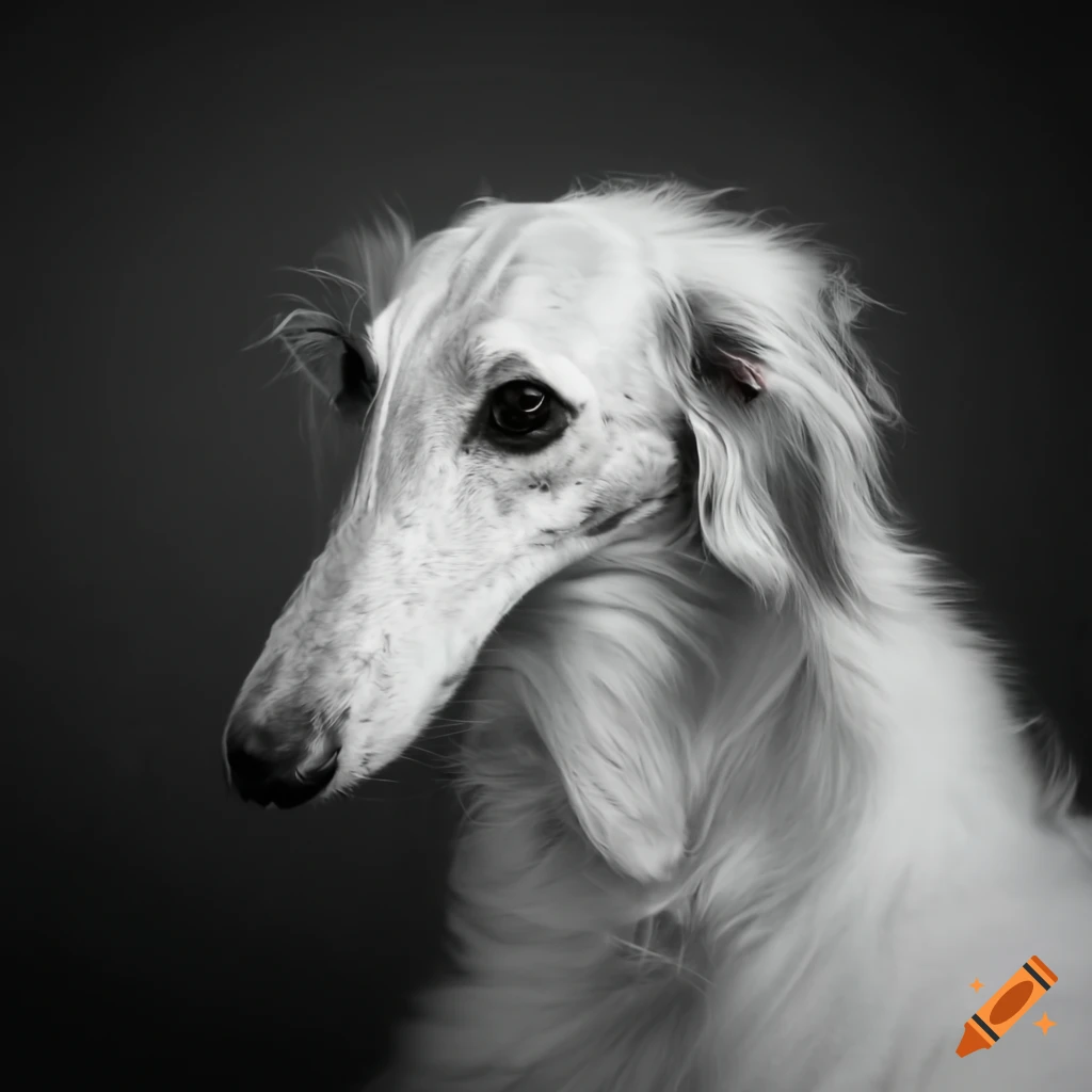 Borzoi with a very long nose looking cute